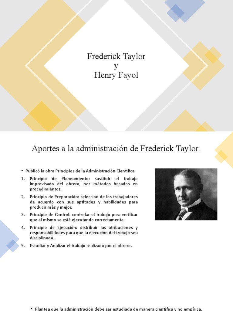 Frederick Taylor y Henry Fayol | PDF