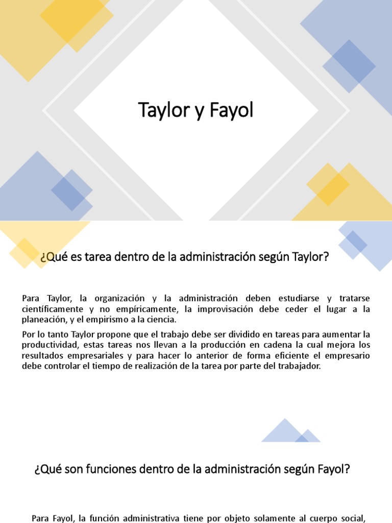 Taylor y Fayol | PDF | Planificación | Business