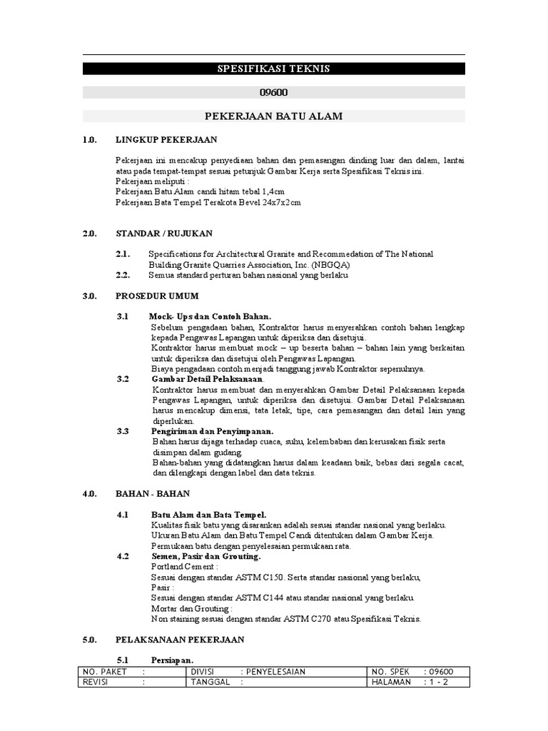 Batu Alam Dan Bata Tempel | PDF