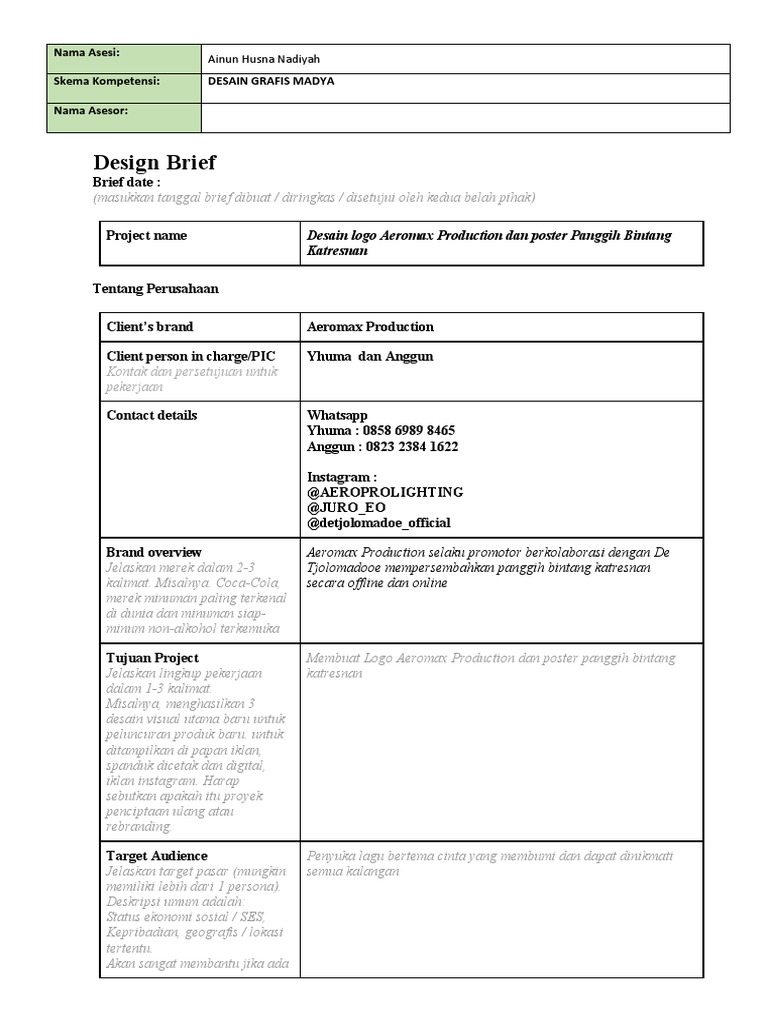 Design Brief (Basic Template) | PDF
