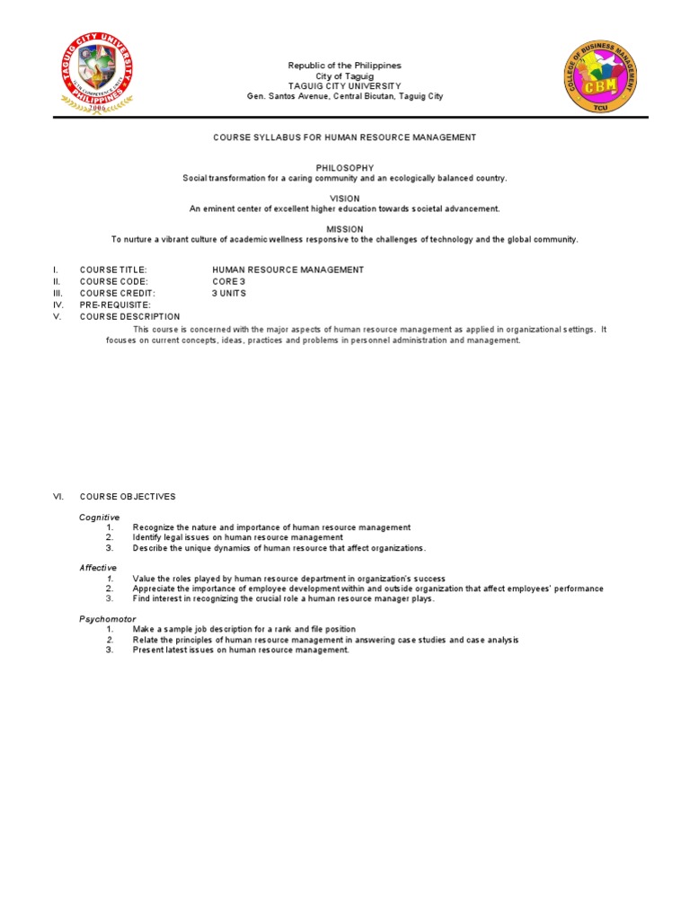 Syllabus Human Resource Management Obe | PDF | Salary | Human Resource ...