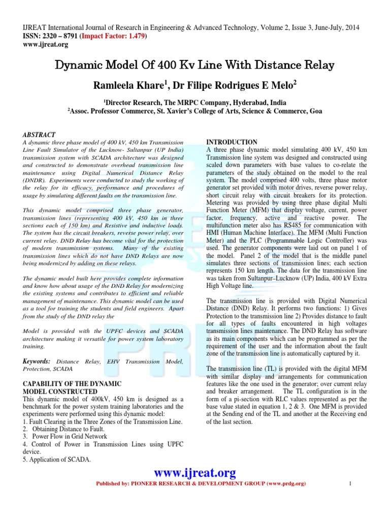 Dynamic Model of 400 KV Line Dynamic Model of 400 KV Line Dynamic Model ...
