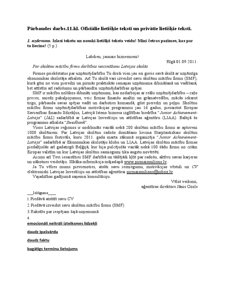 PD 11.kl. Lietišķie raksti | PDF