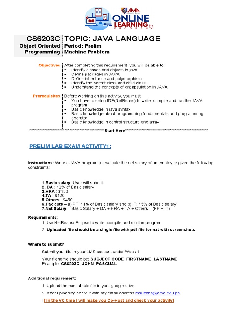 Oop Prelim Lab Exam Activity Pdf Array Data Structure Java Programming Language