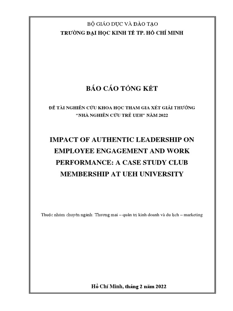 ĐỀ TÀI NGHIÊN CỨU KHOA HỌC NHÀ NGHIÊN CỨU TRẺ UEH 2022 | PDF | Leadership | Structural Equation ...