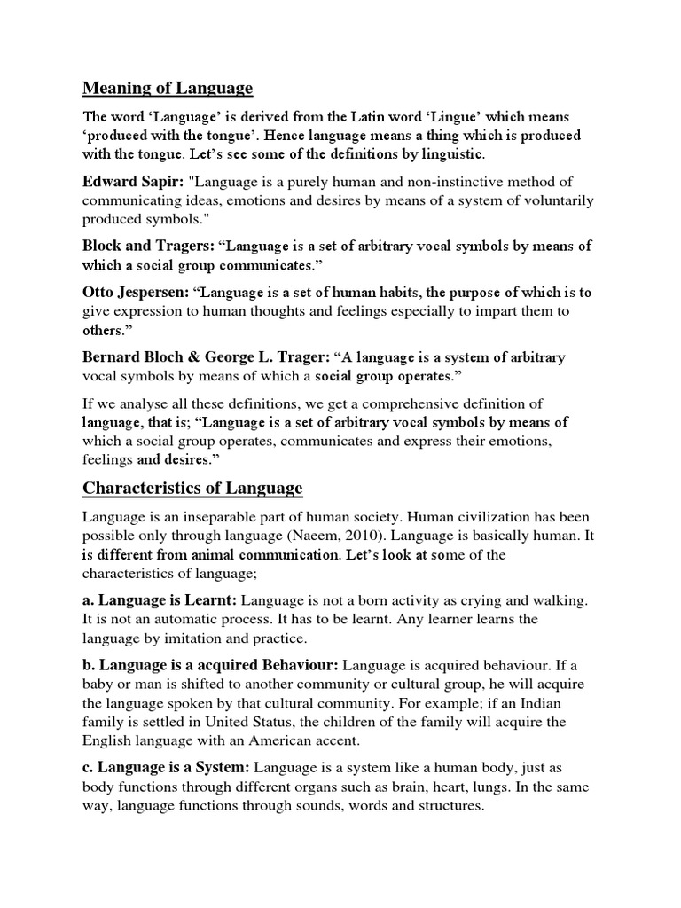 Nature and Scope of Language | PDF