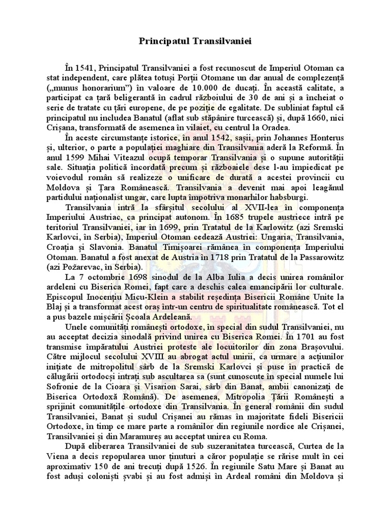 Principatul Transilvaniei | PDF