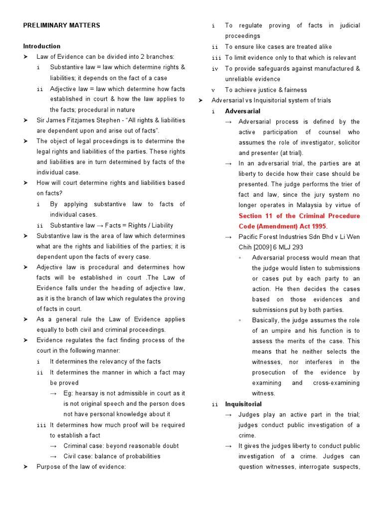 Chapter 1 (Preliminary Matters) | PDF | Affidavit | Evidence (Law)