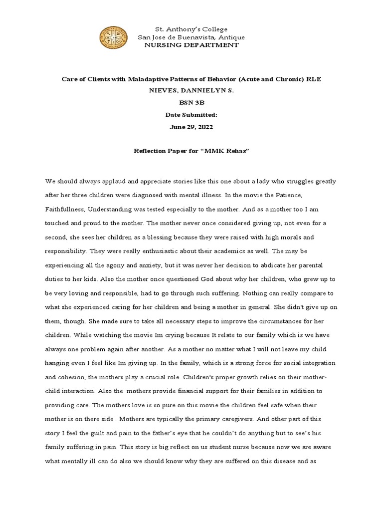 Reflection Paper For "MMK Rehas" | PDF