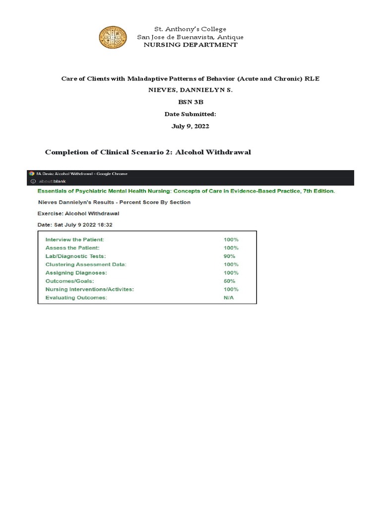 Completion of Clinical Scenario 1 ADHD | PDF