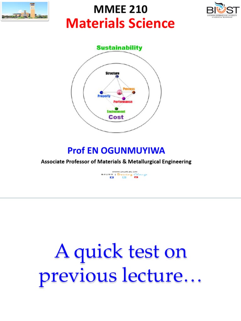 INTRO 2 Materials For Engineering - Properties, Repoertoires and ...