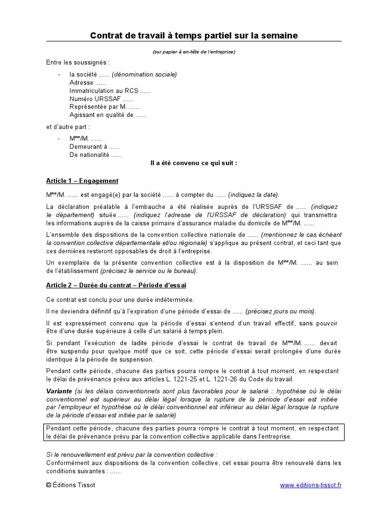 Contrat de Travail A Temps Partiel | PDF