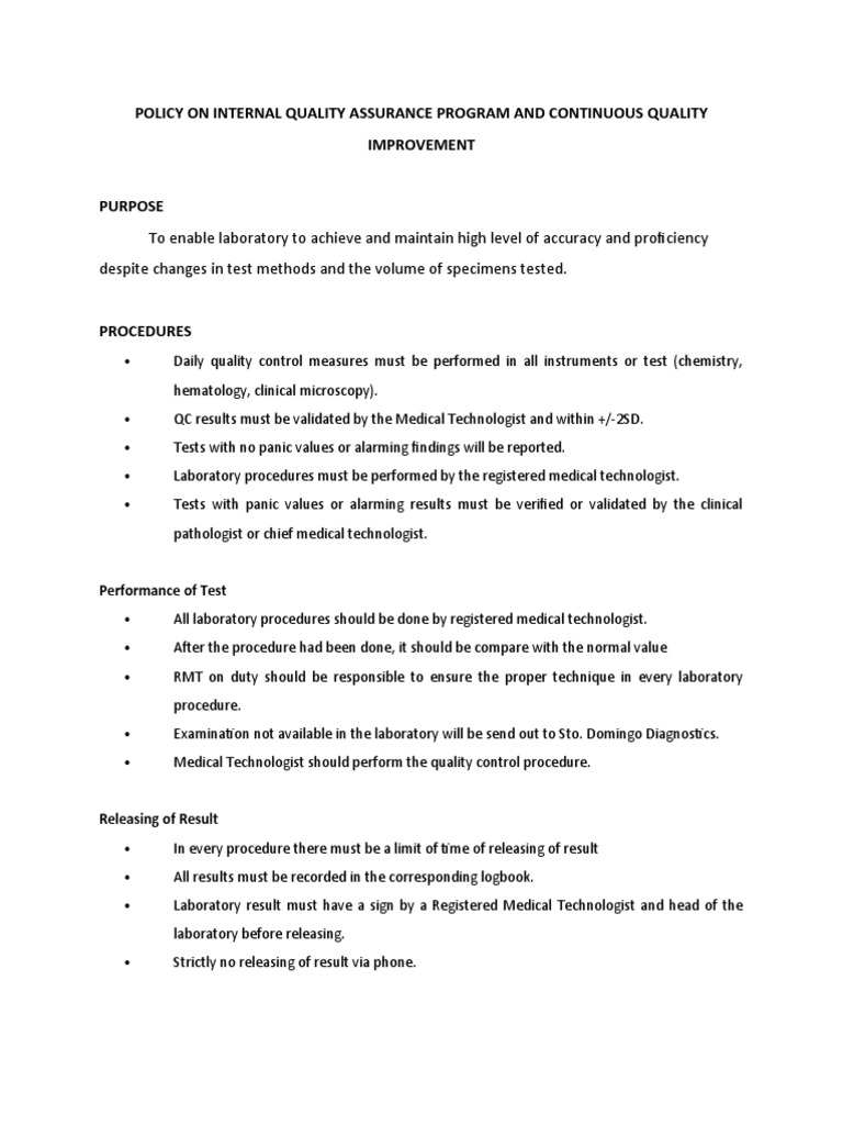 Policy On Internal Qap and Continuous Quality Improvement | PDF ...