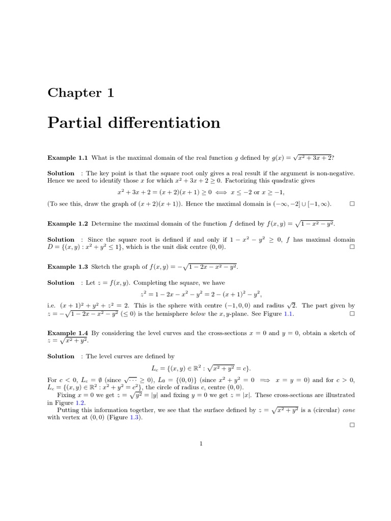 Partial Differentiation And Sketching Graphs Of Multivariable Functions