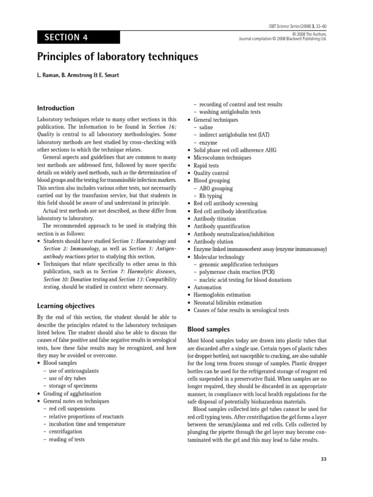 AABB - Principles of Laboratory Techniques | PDF
