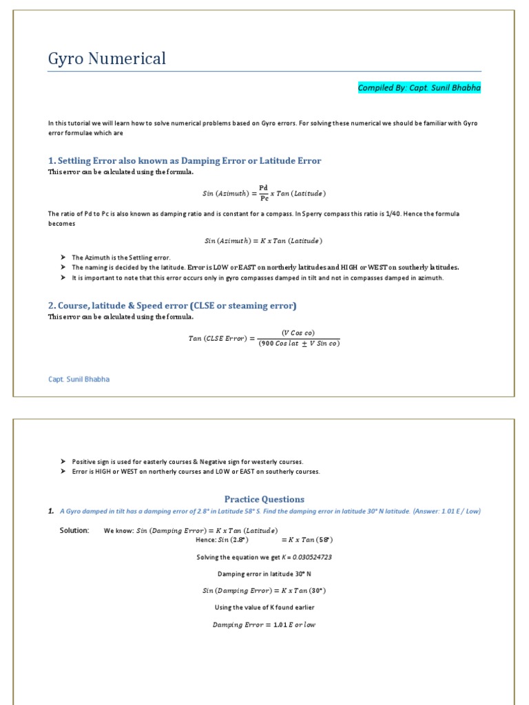 Gyro Numerical Solved | PDF | Compass | Gyroscope