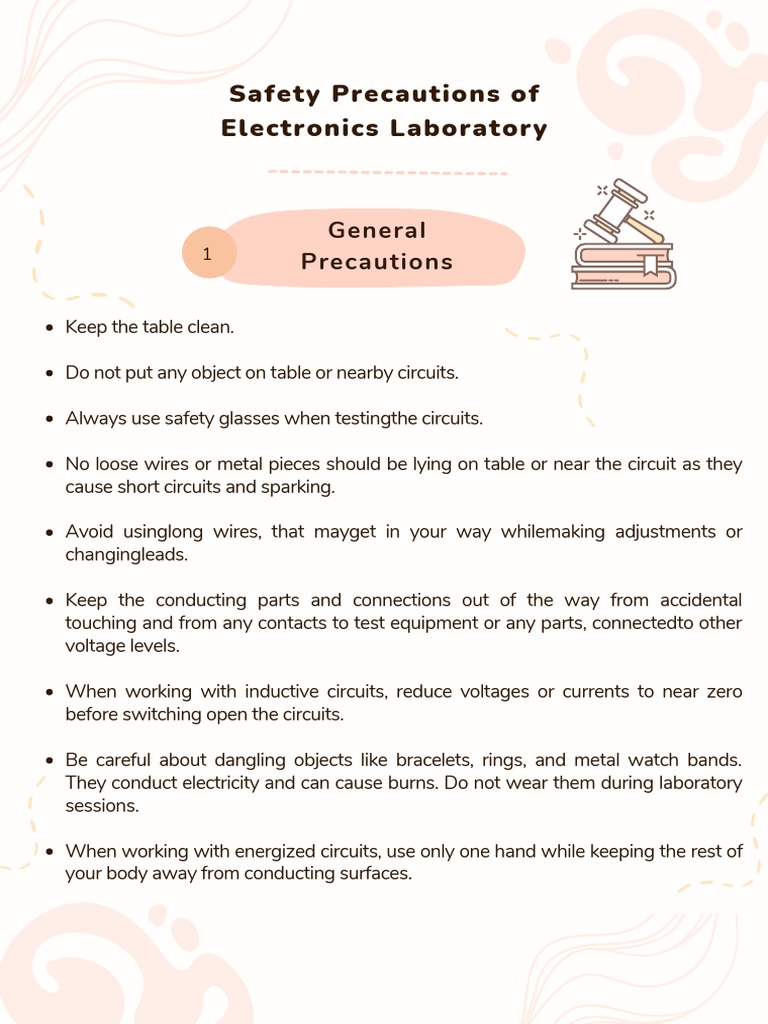 Safety Precautions of Electronics Laboratory | PDF | Electrical Network ...