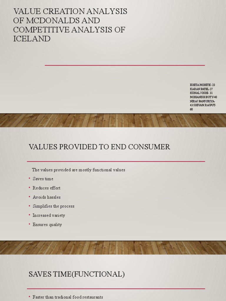 Value Creation Analysis of McDonalds and Competitive Analysis | PDF ...