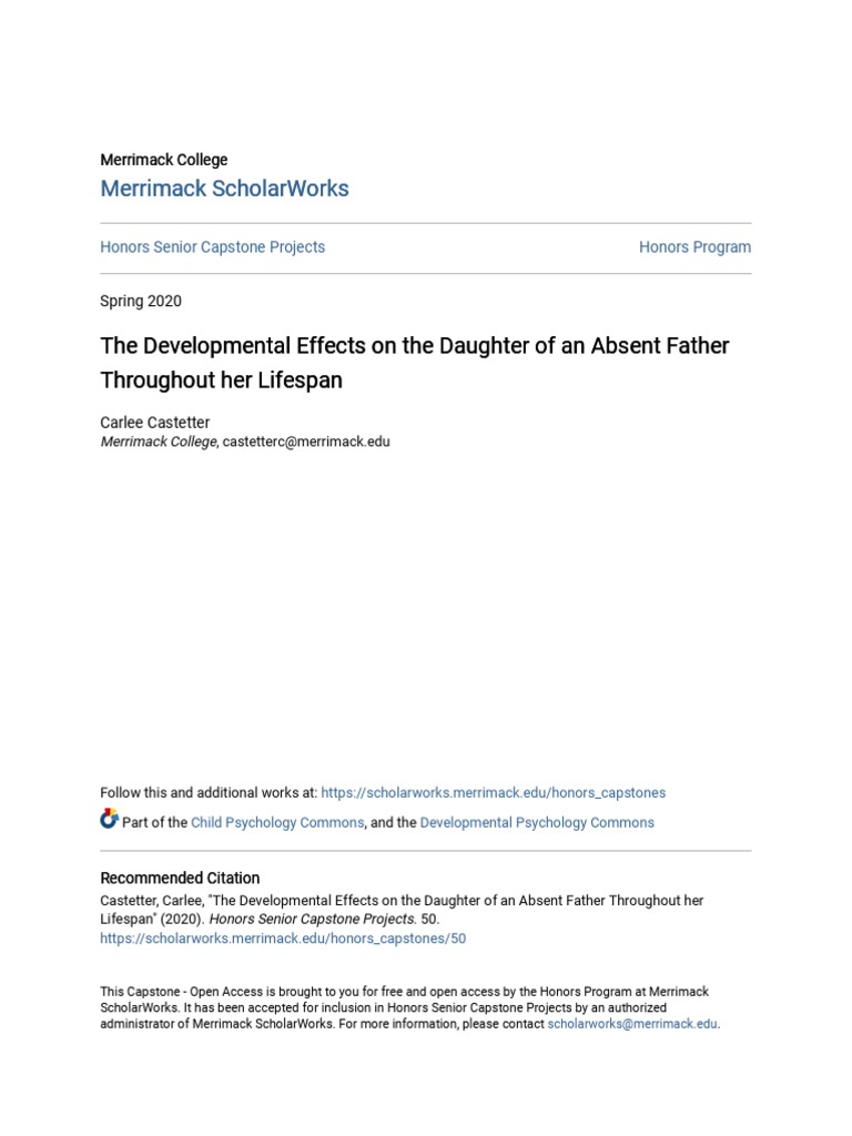 The Developmental Effects On The Daughter of An Absent Father THR | PDF
