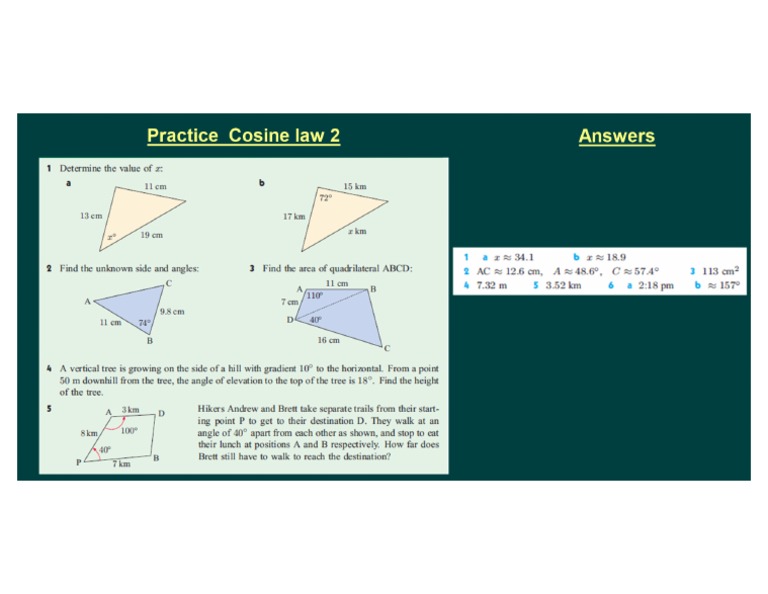 Practice Cosine Law 2 | PDF