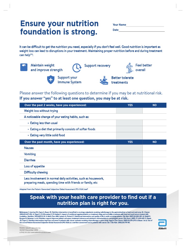 Abbott Nutritional Assessment Checklist | PDF | Cancer | Head And Neck ...