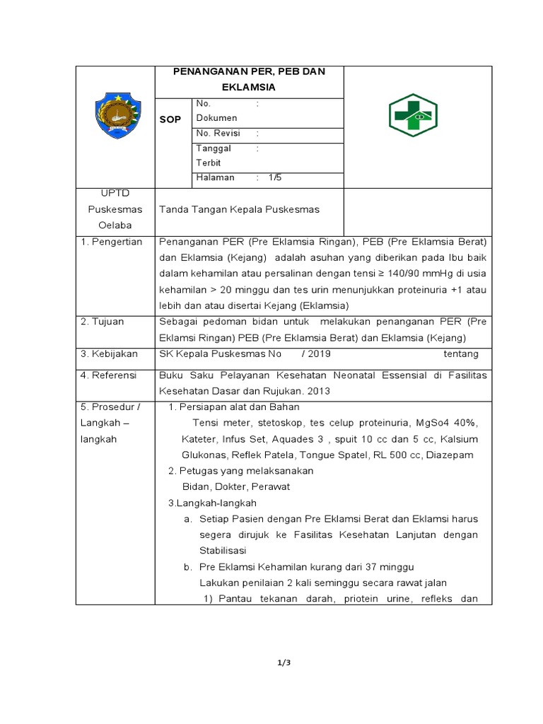 Sop-Penanganan PEB | PDF | Pengembangan Diri | Sains & Matematika