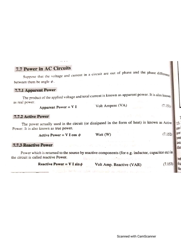 Active Power, Reactive Power and Apparent Power | PDF