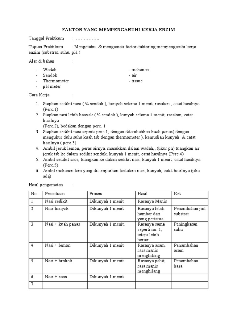 Faktor Yang Mempengaruhi Kerja Enzim-3 | PDF Faktor Yang Mempengaruhi Kerja Enzim-3 | PDF