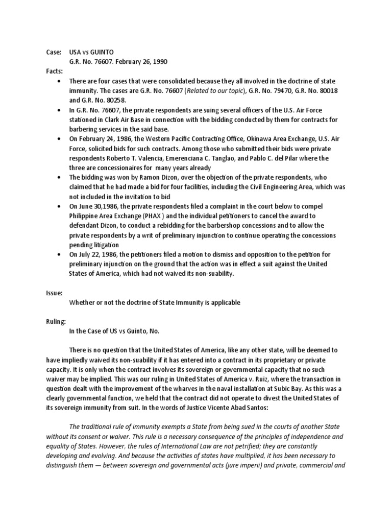 Case Digest Template - US Vs GUINTO | Download Free PDF | Sovereign ...
