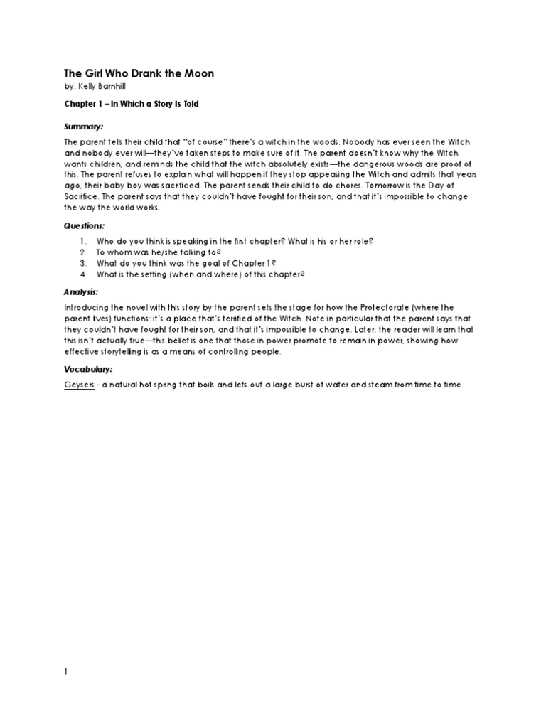 The Girl Who Drank The Moon by Chapter | PDF | Adoption | Experience