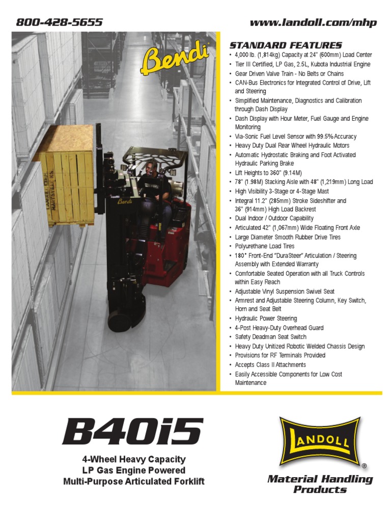 Printable Bendi B40i5 Landoll Forklift 0520 | PDF | Forklift | Steering