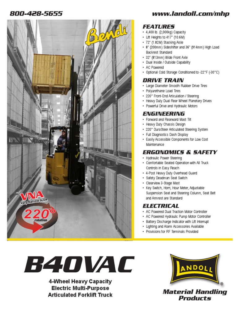 Printable Bendi B40 VAC Landoll Forklift 0520 | PDF | Forklift | Steering