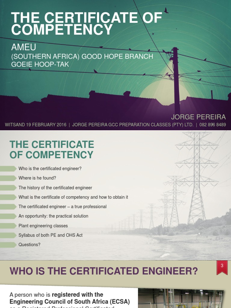 The Certificate of Competency Ameu | PDF | Engineer | Occupational ...