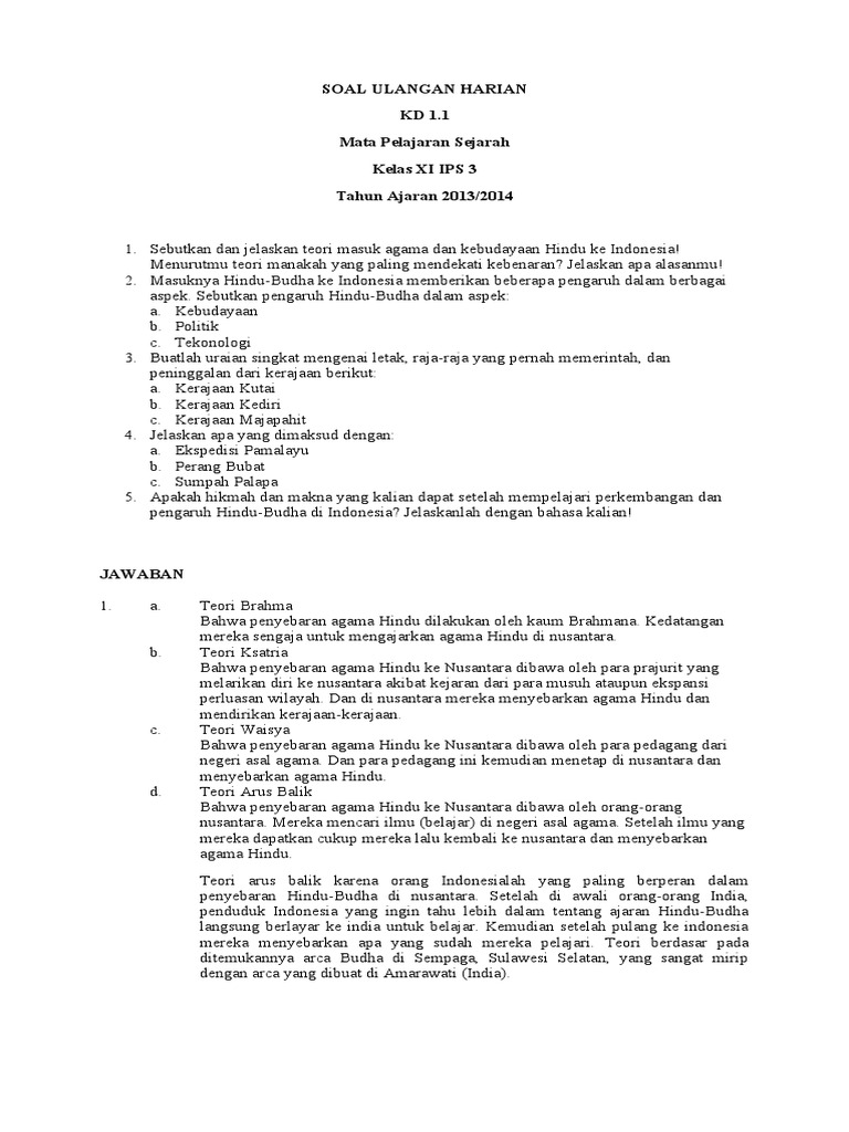 Soal Uh Xi Ips 3 | PDF