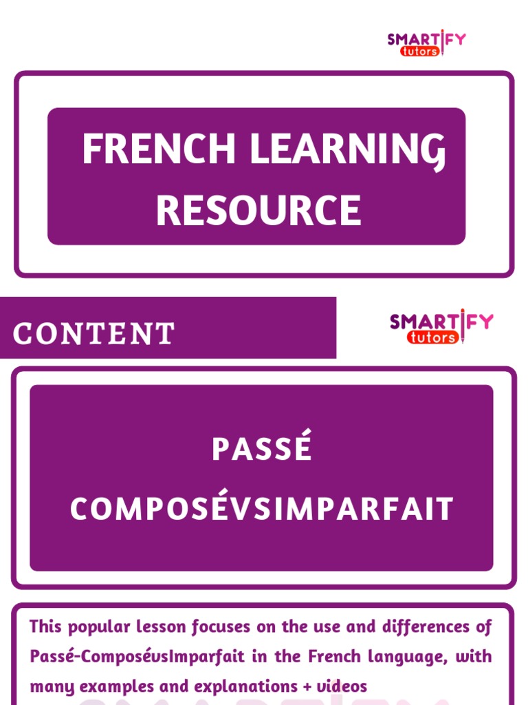 Passé Composé Vs Imparfait | PDF | Grammatical Tense | Linguistics