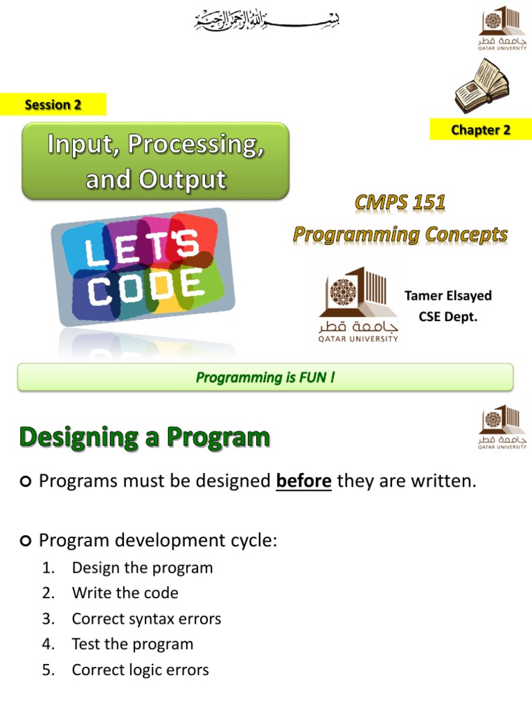 2-CMPS151-F22-Input, Processing, and Output | PDF | Variable (Computer Science) | Programming
