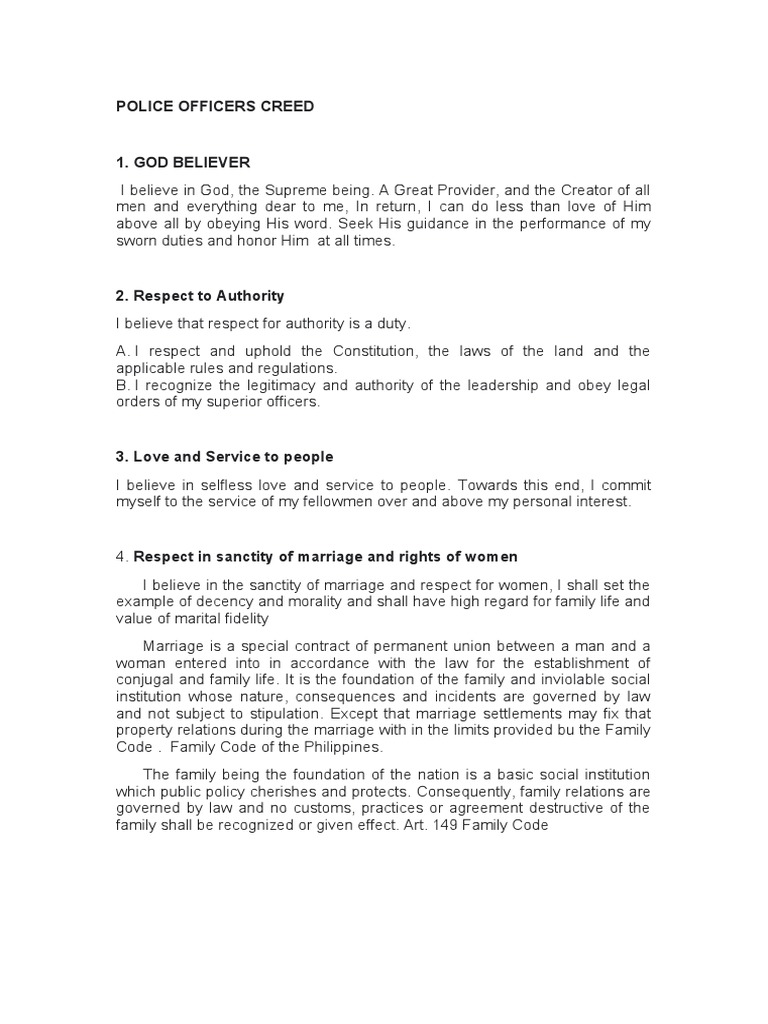 Police Officers Creed | PDF