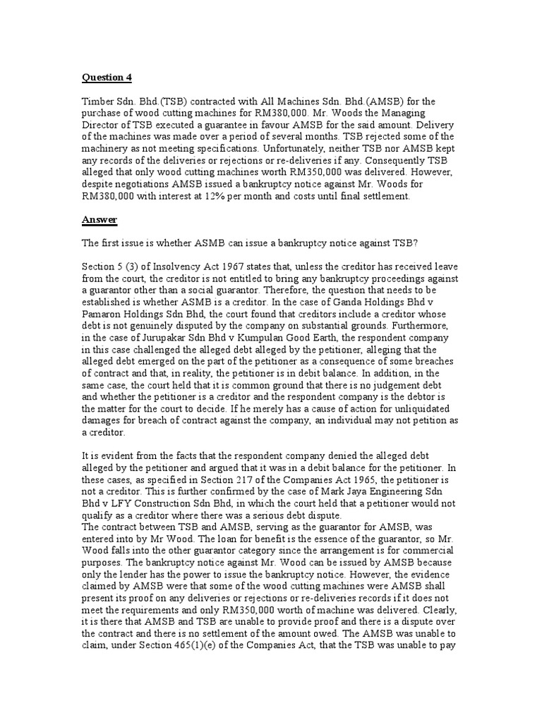 Tutorial 8, Q 4 (T1V, L1) | PDF | Bankruptcy | Liquidation