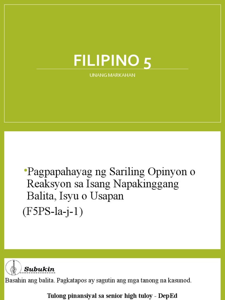 Filipino 5 q1 w5 | PDF