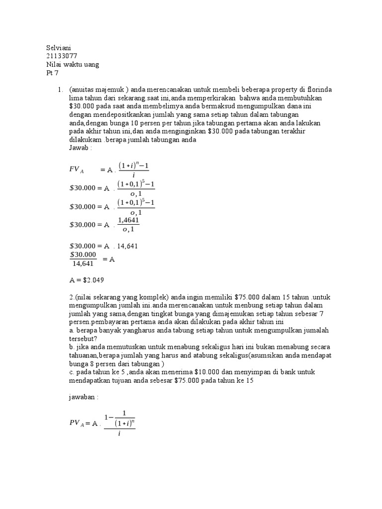 Latihan Time Value Of Mony Pdf