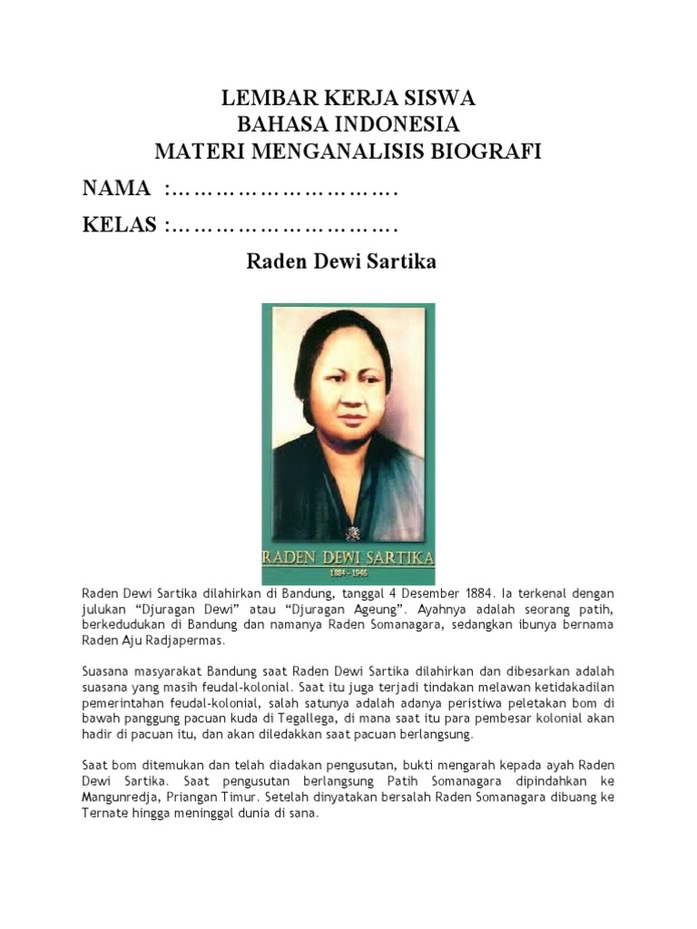 LKS Biografi Dewi Sartika | PDF