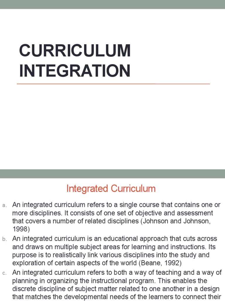 Curriculum Integration1 | PDF | Curriculum | Teaching Method