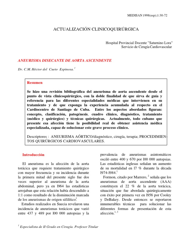 Tipos de Aneurisma Disecante de Aorta | PDF | Corazón | Infarto de ...