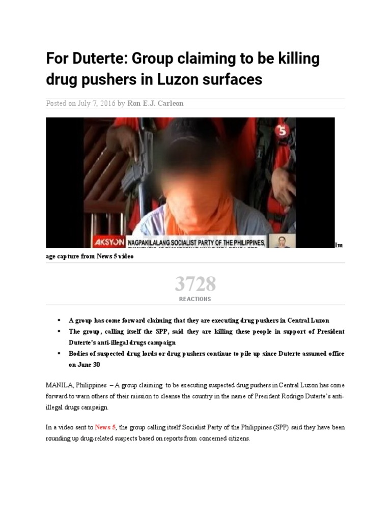 Duterte Supporters Claim Drug Killings | PDF | Rodrigo Duterte | Misconduct