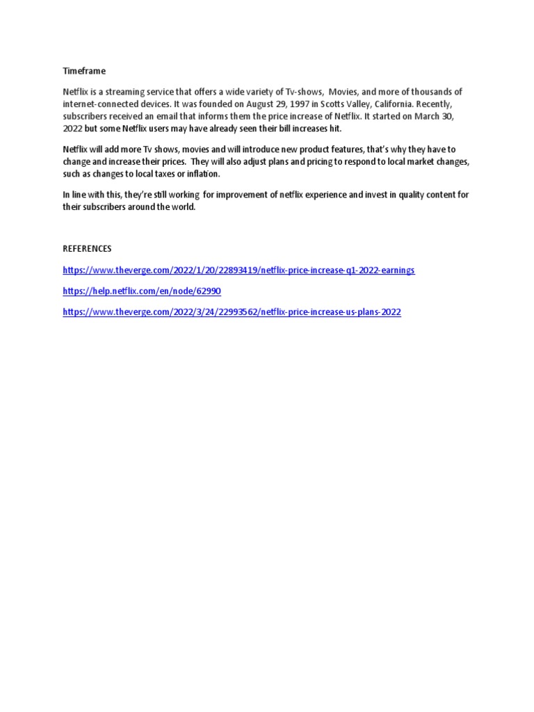 Netflix Price Increase Explained | PDF | Business