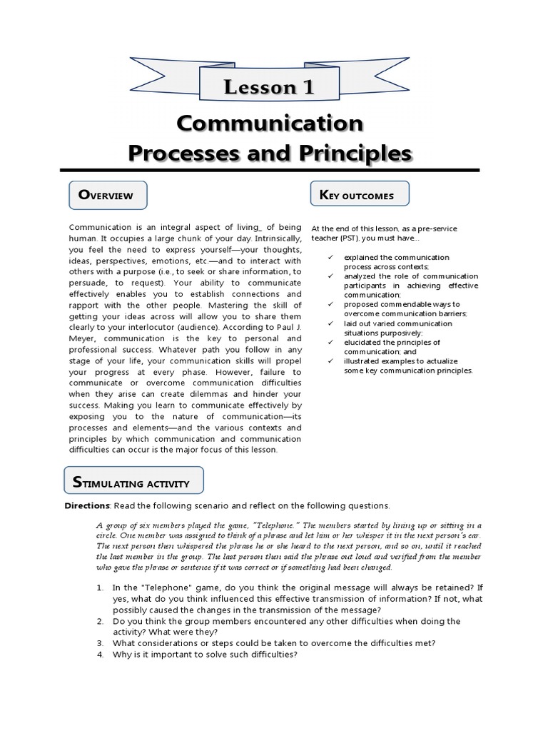 Purposive Communication - Lesson 1 | PDF | Communication | Nonverbal Communication