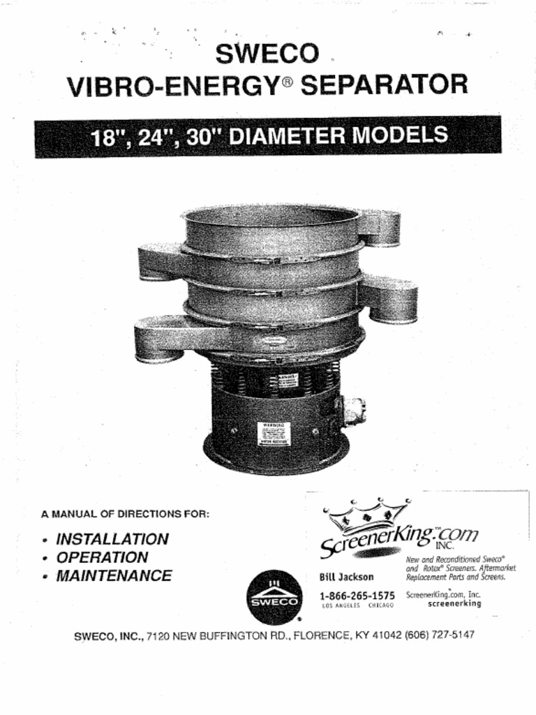 Sweco Vibro Energy Separator O&M | PDF