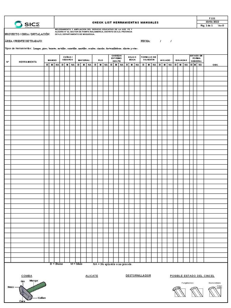 Check List Herramientas Manuales | PDF Check List Herramientas Manuales | PDF