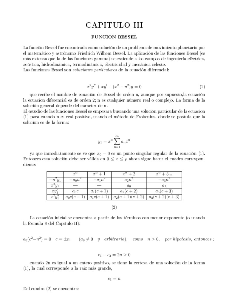 Funcion Bessel | Ecuaciones | Integral
