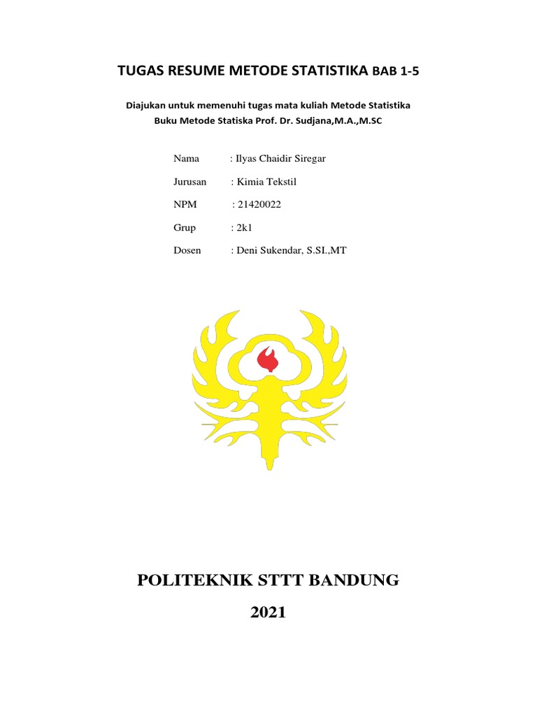 Ilyas Chaidir Siregar - 2K1 - Tugas Resume Bab 1-5 - Metode Statistika | PDF
